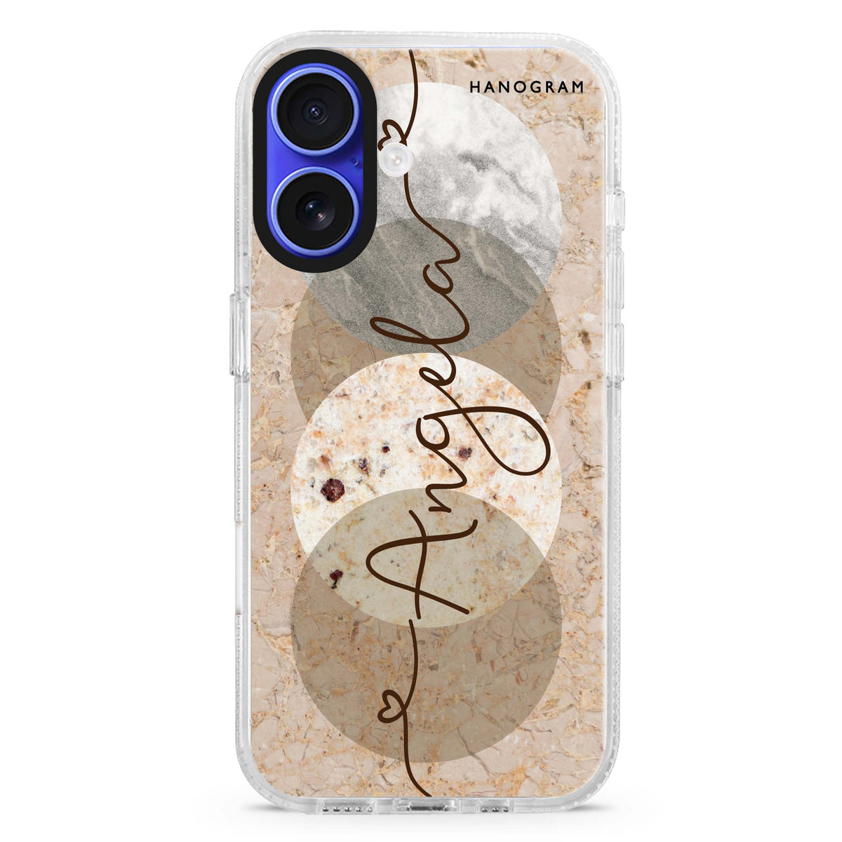 Artistic Marble I Custom iPhone 16/16 Plus Clear Case | HANOGRAM – Hanogram