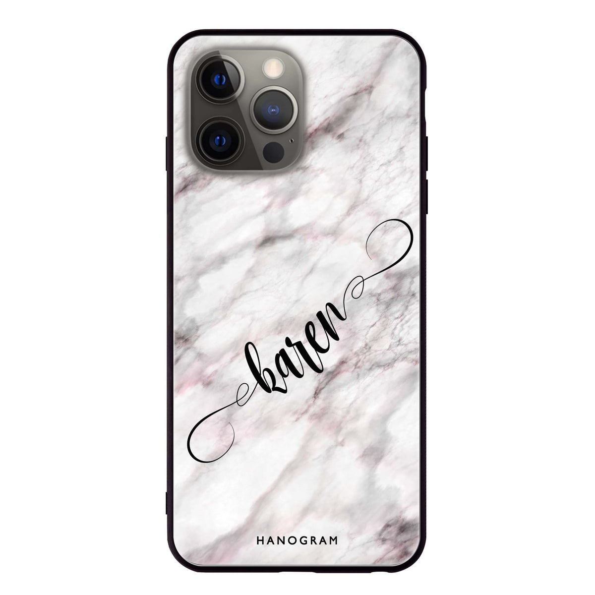 Cursive Name & Marble Glass Case – Hanogram